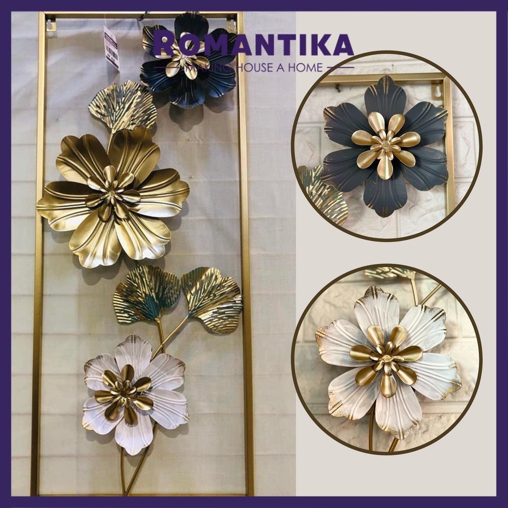 Romantika Wall Decor Floral Frame Iron Metal Wall Hanging Wall Hanger ...
