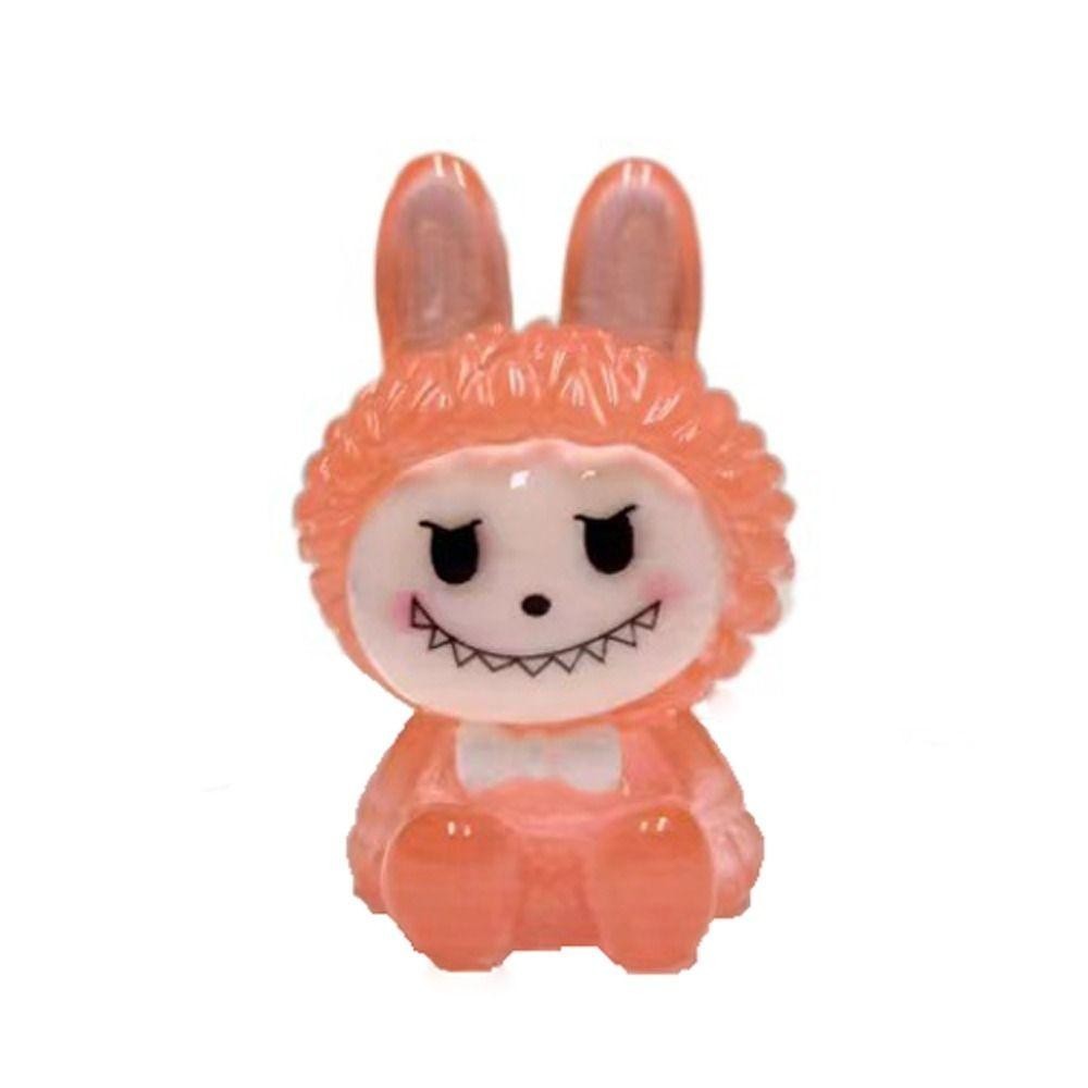 JENNIFERDZ Candy Color Labubu Dolls, Noctilucent Luminous Cartoon Resin ...
