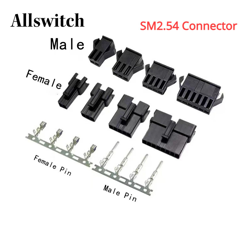 50Pcs JST SM2.54 Connector Pitch 2.54MM SM Female Male Wire Connector Plug Socket Housing SM-2P ...