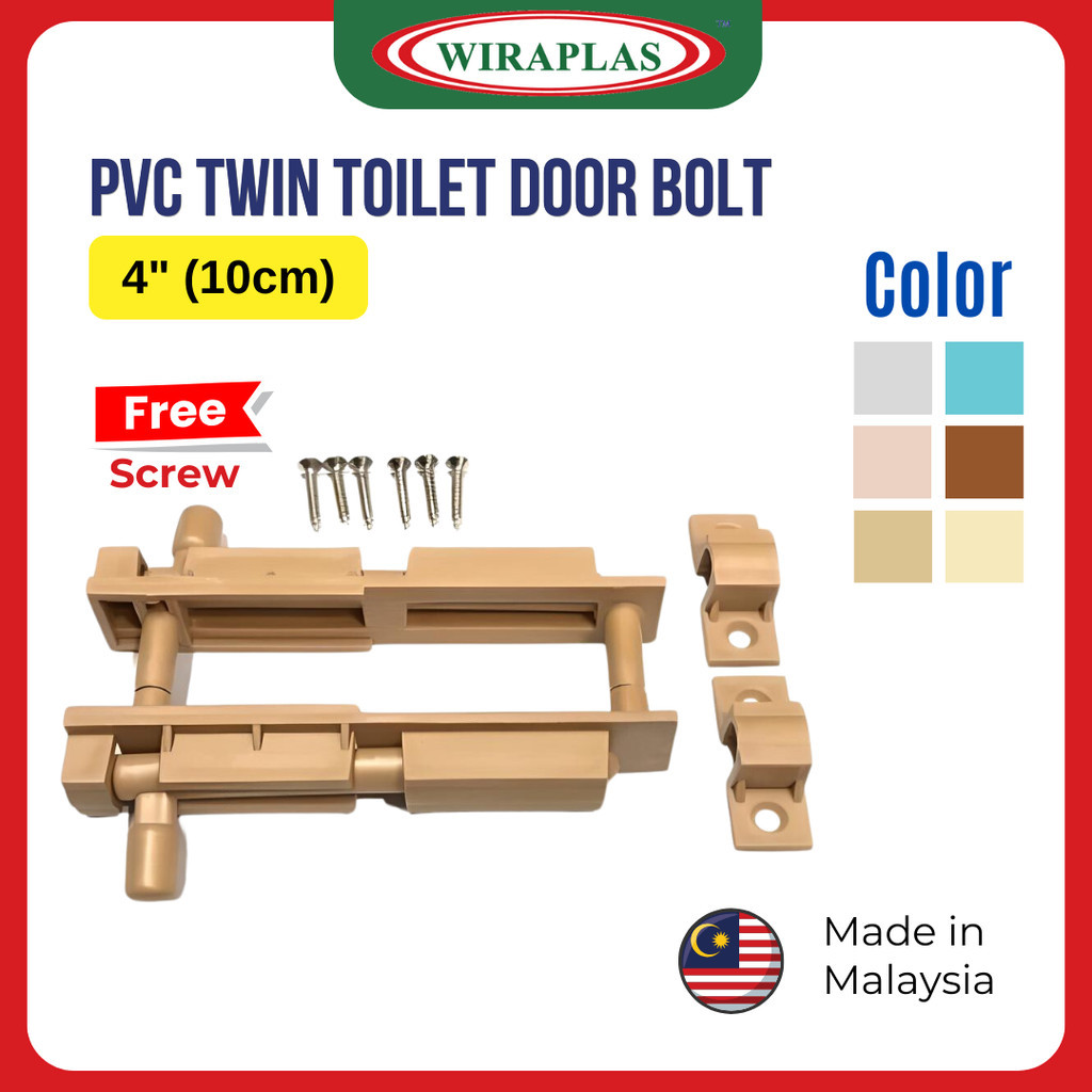 [Tukang] Made in Malaysia, WIRAPLAS PVC Double Bolt, Toilet Door Bolt ...