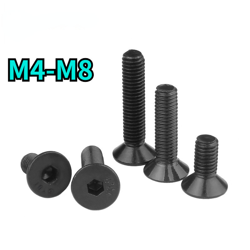 【XNY】M4/M5/M6M8 Black hexagonal countersunk head10.9 Countersunk socket head cap screw black ...