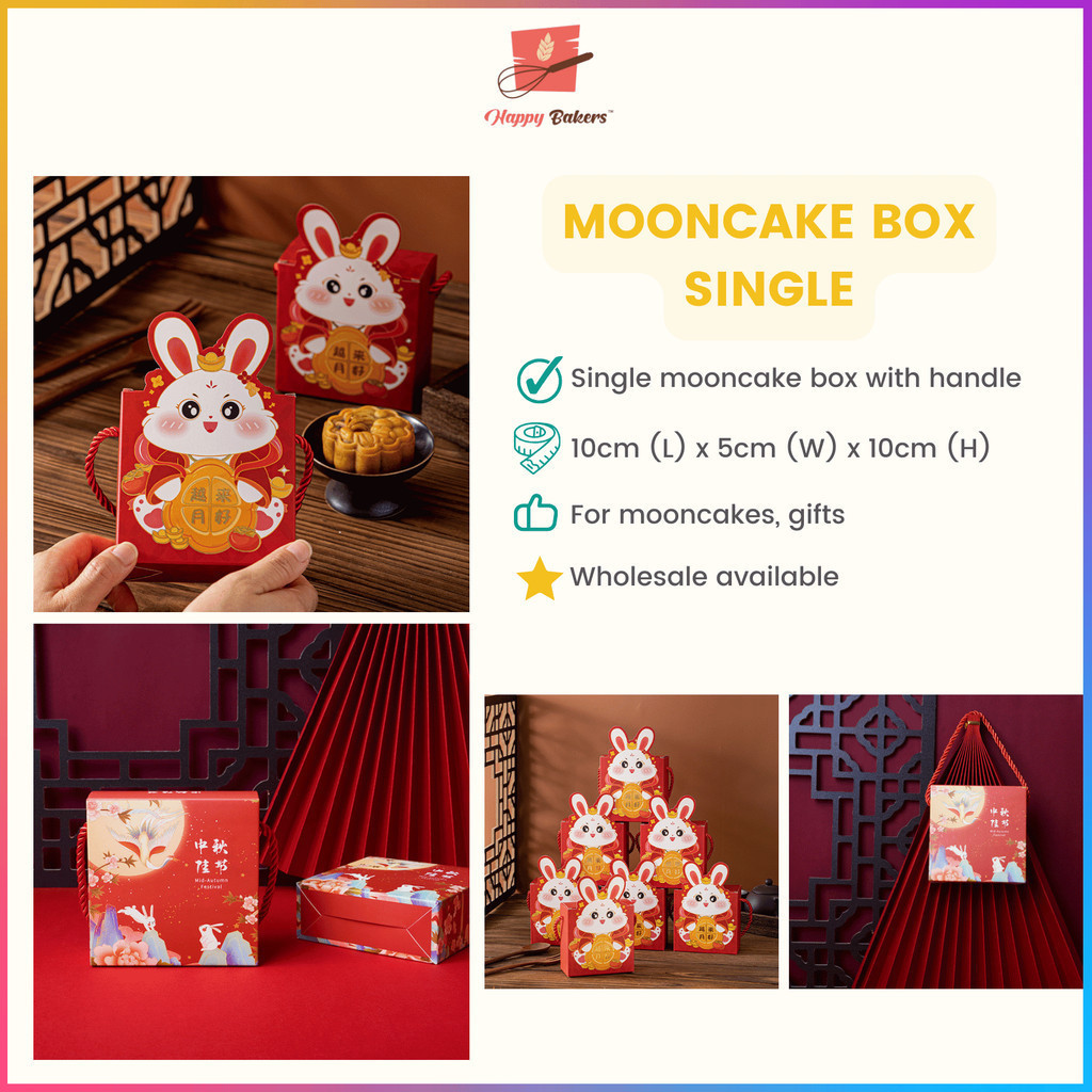 Mooncake Bunny Classical 1 Piece Box With Handle For Mooncakes Gifts ...