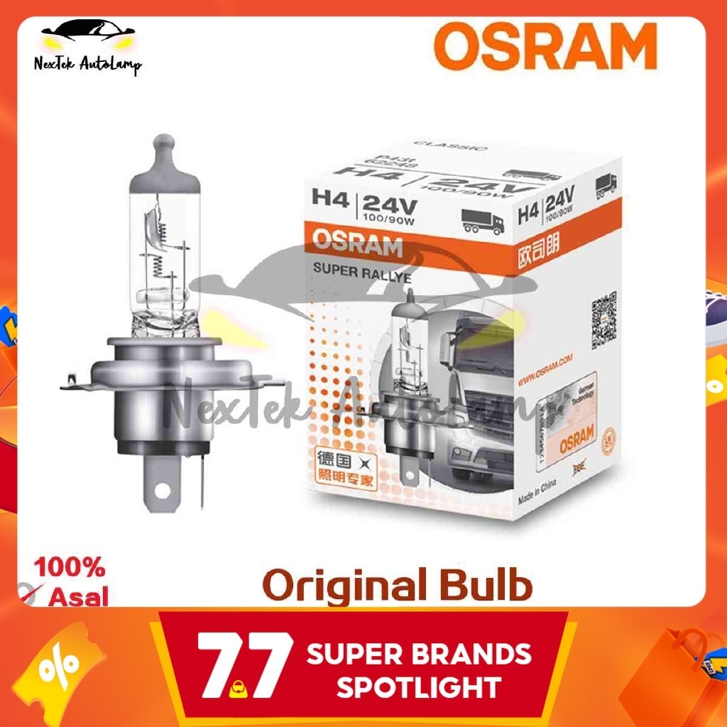 OSRAM H4 24V 100/90W 62248 P43t Super Rallye OFF ROAD Head Light High ...
