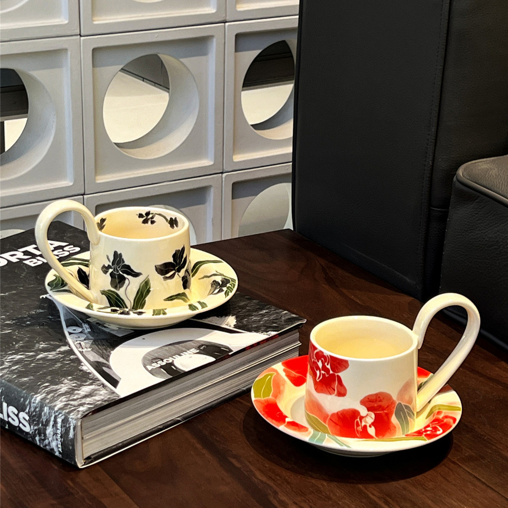 High-end Ceramic Coffee Cup 1 Cup 1 Cup Saucer with Cup Saucer Flower ...