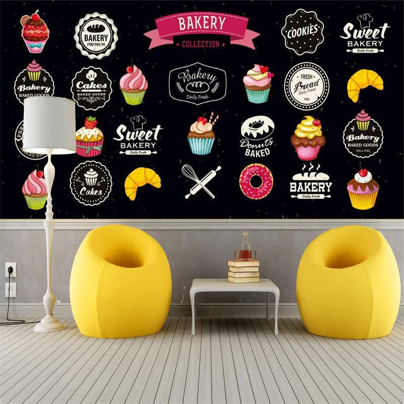 Custom wallpaper mural Bakery Cupcake Wall Paper Bakery Bread Store ...