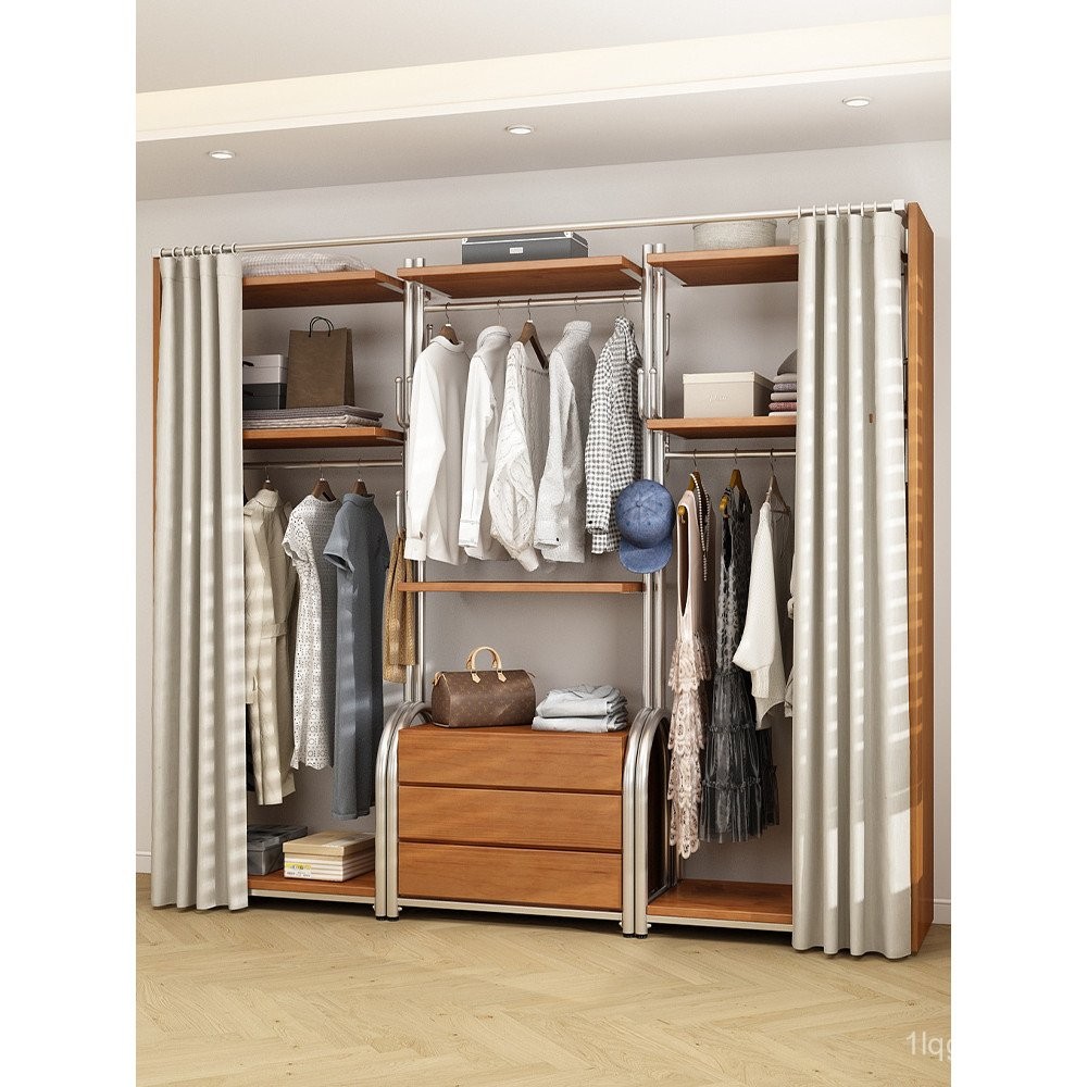 Open Wardrobe Iron Art Step-in Hanger Floor-standing Bedroom Wardrobe ...