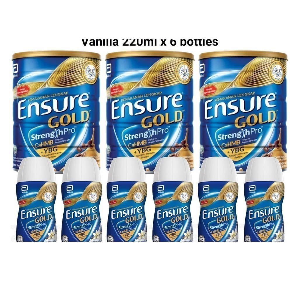 Abbott Ensure Gold Creamy Coffee 800g BUY 3 TINS EXP:10/2025 + Ensure Gold Vanilla 220ml x 6 ...