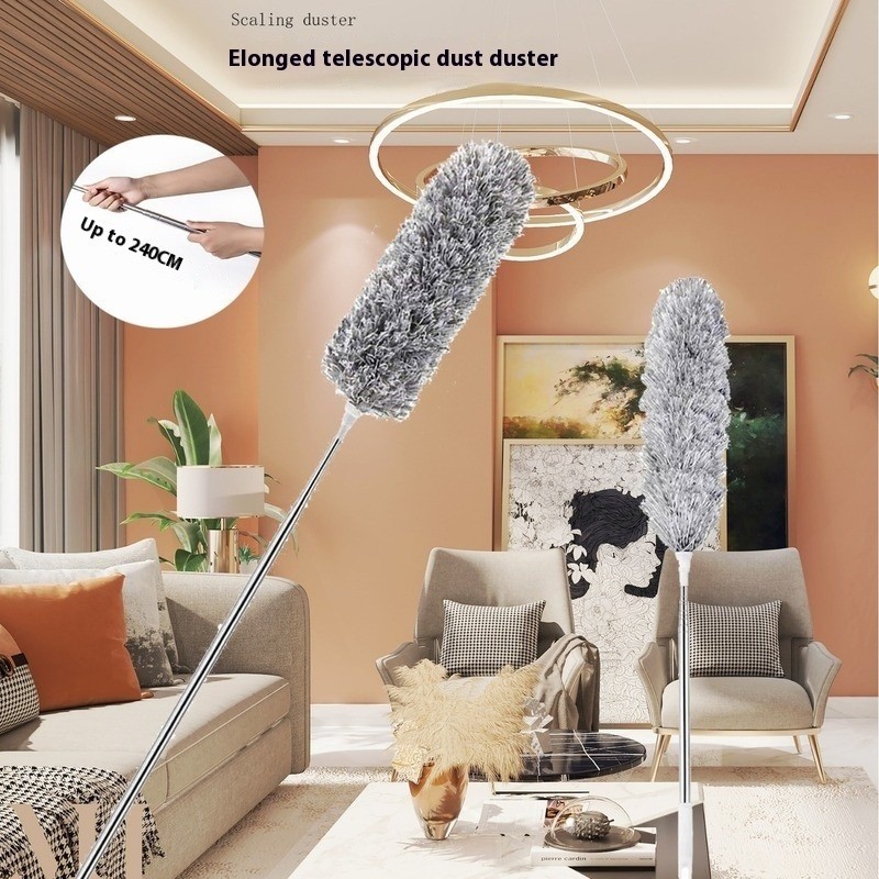 2.8-meter extended chicken feather duster, extendable and curved ...