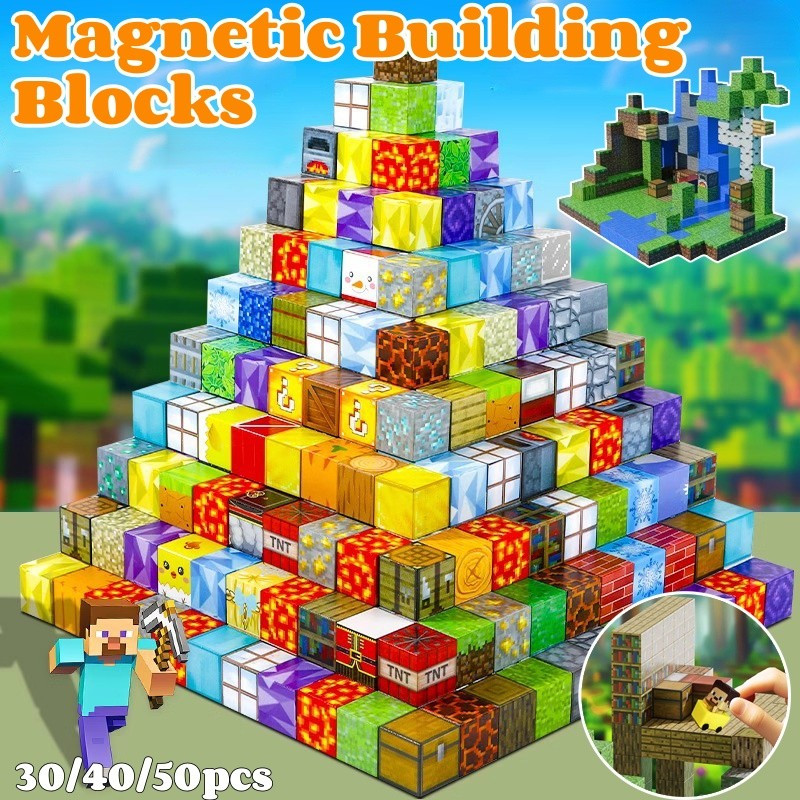 30/40/50PCS Magnetic Block DIY Magnetic Puzzle Educational Toys Iq Game ...