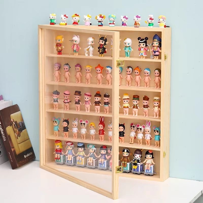 Solid Wood Mystery Box Display Stand Storage Figure Display Cabinet Pop ...