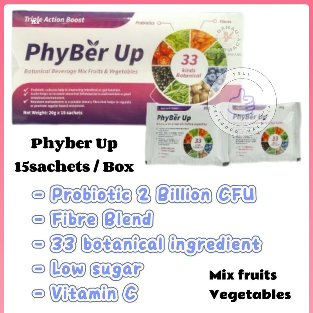 PHYBER UP BOTANICAL BEVERAGE MIX FRUITS & VEGETABLES 20g x 15 sachets ...
