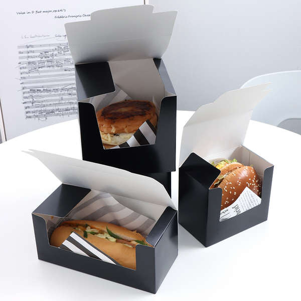 bread box packaging Flip kreatif makanan hitam kotak pembungkusan ...