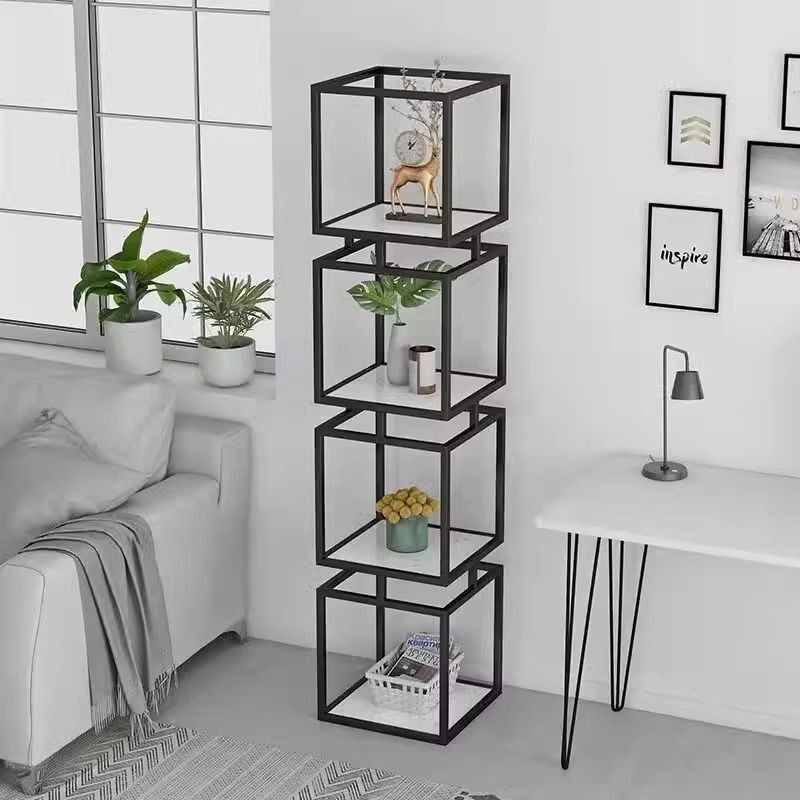 Nordic decorative light luxury iron art bookshelf flower shelf corner ...