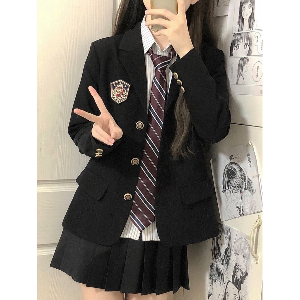 Blazer Hitam Uniform JK Asal untuk Pelajar Kolej Wanita, Gaya Akademi ...