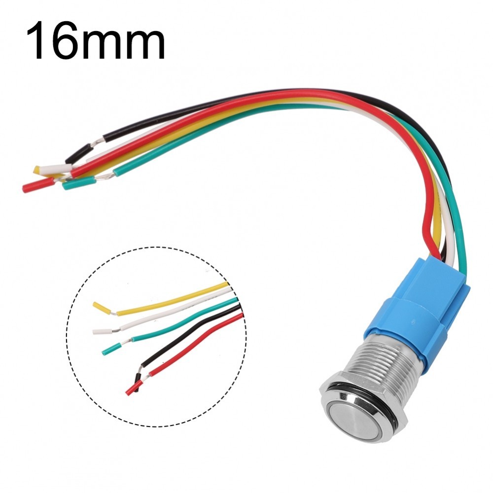 Push Button Switch 16mm Stainless Steel Button IP65 Waterproof Ring LED ...