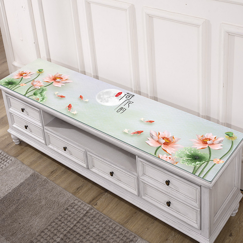 3D cetakan bunga almari televisyen kain meja kalis air segi empat tepat ...