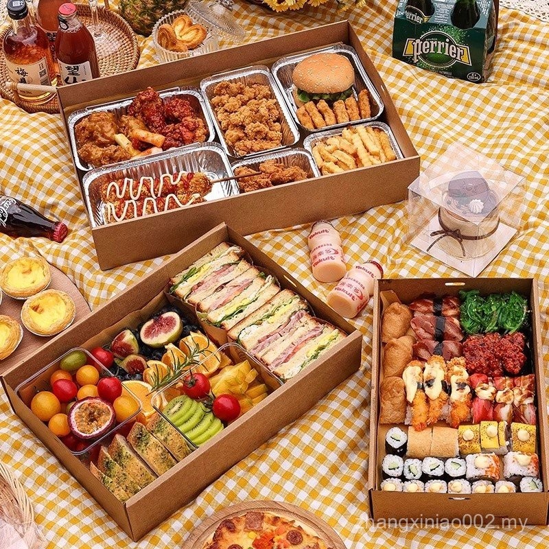 Sg [97% Praise Rate] Disposable Kraft Paper Picnic Box Packaging Bento ...