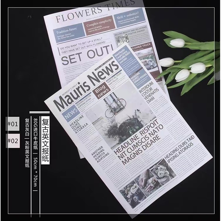 Retro English Newspaper Handbook Bag Flower Paper Flower Bouquet ...