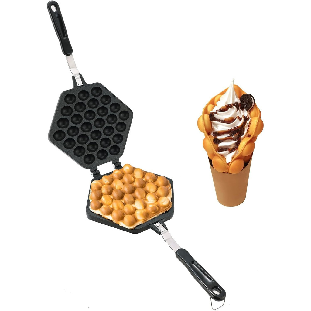 Aluminum Non Stick Egg Waffle Pan, Egg Bubble Waffle Maker, Bubble Egg ...