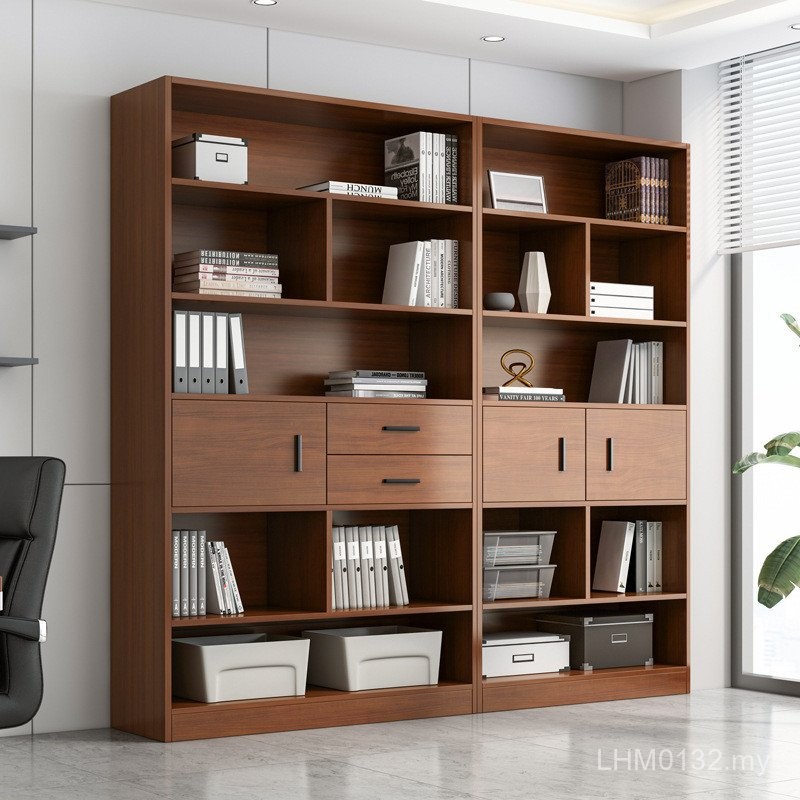 Bookcase Storage Cabinet Back Wall Multi-Layer Household Living Room ...