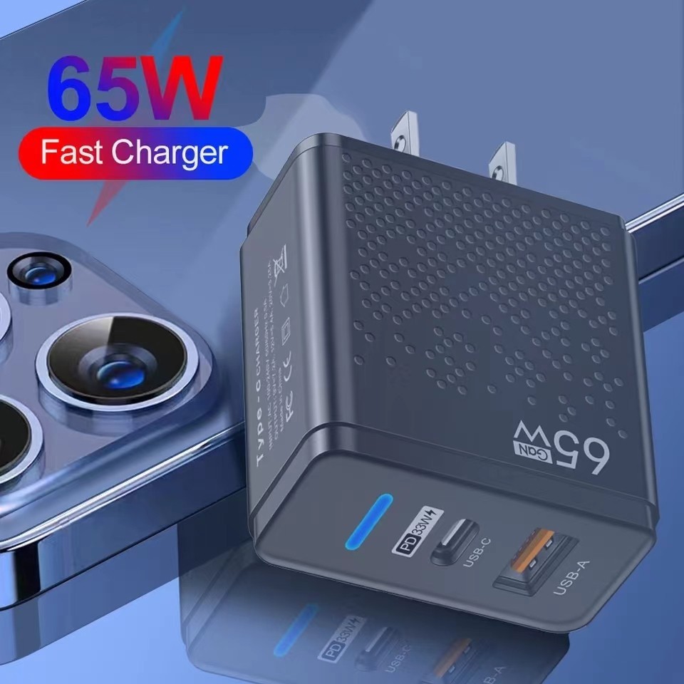 EU US UK Plug 65W Fast Charging Power Adapter GaN Charger For iOS USB ...