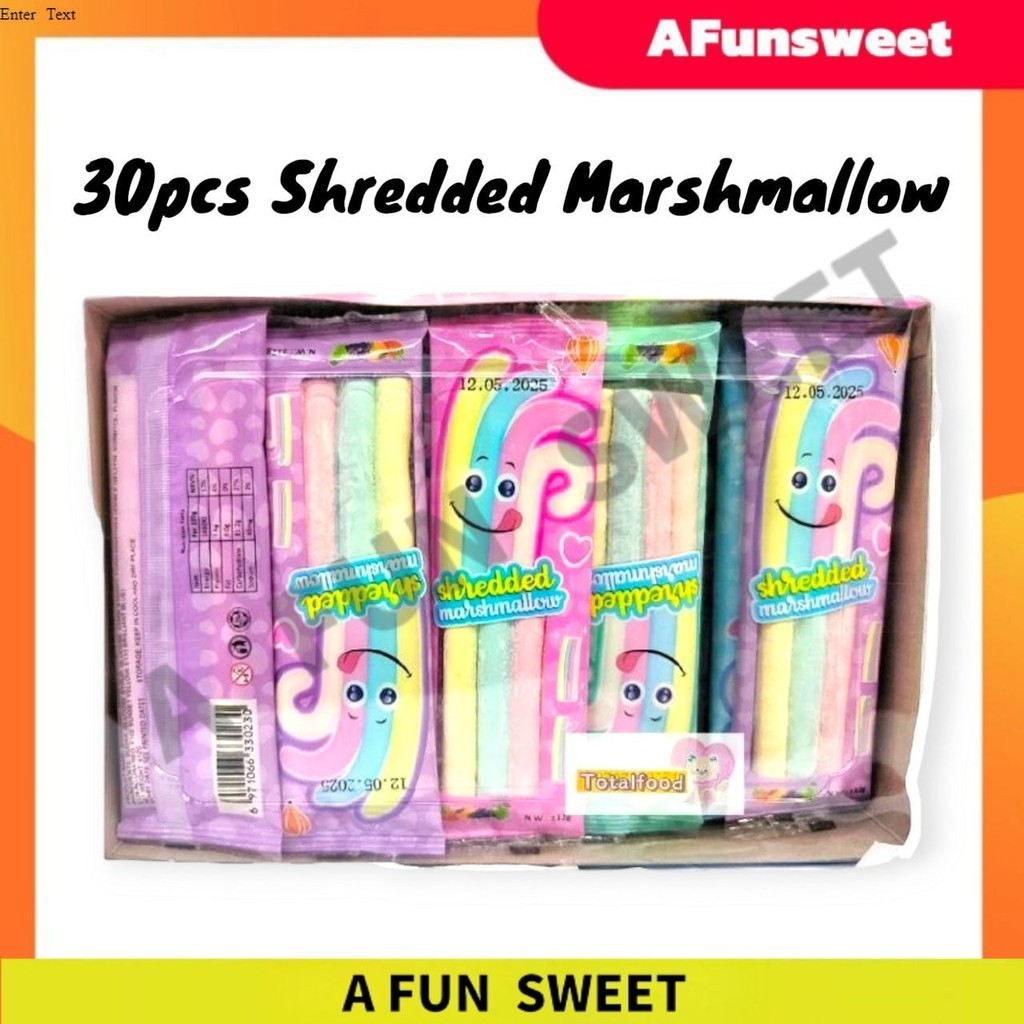 Hepin Shredded Marshmallow rainbow stick mallow candy 30pcs x12g ...