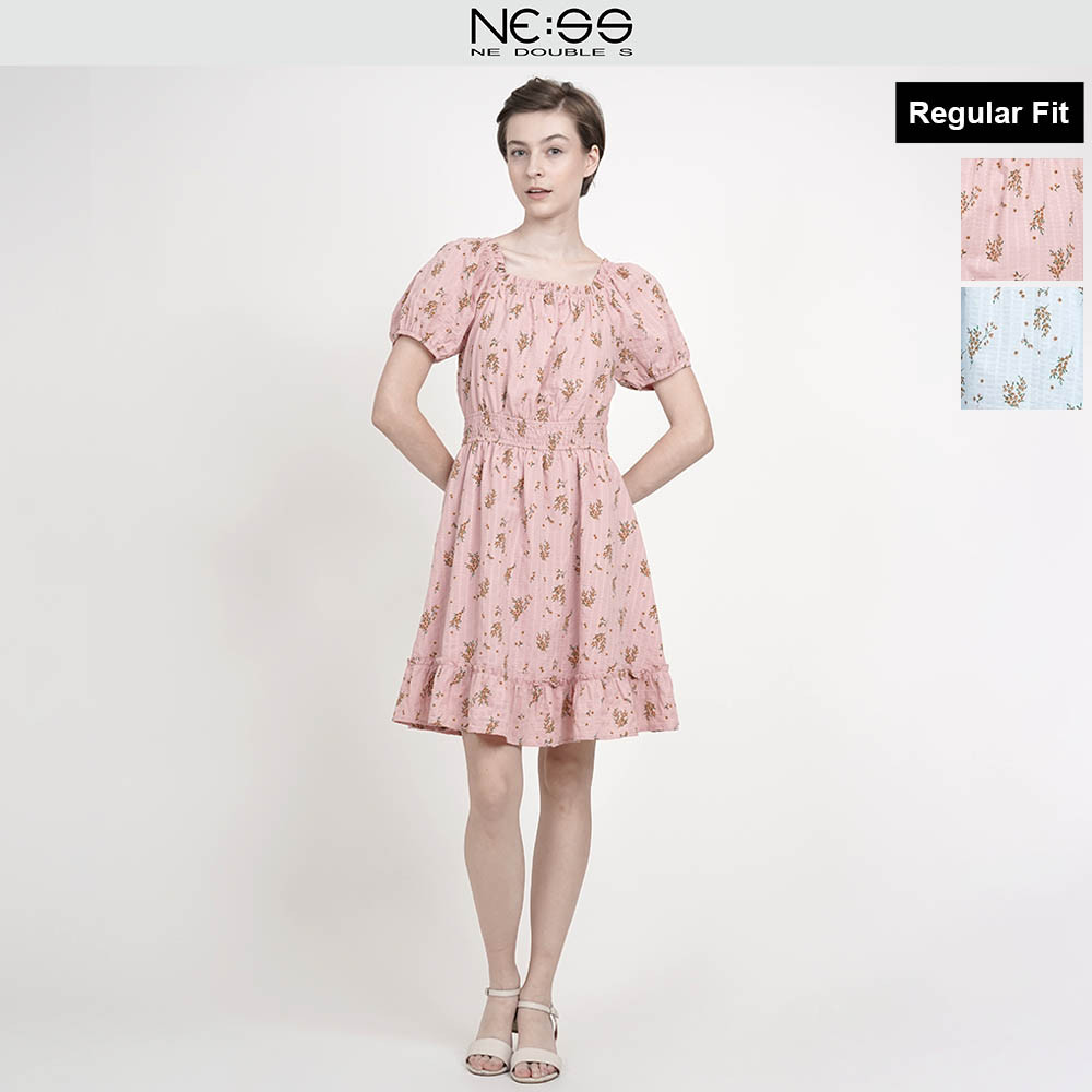 NE Double S Elastic Frill Trim Neck,Waist with Comfy Elastic Floral ...