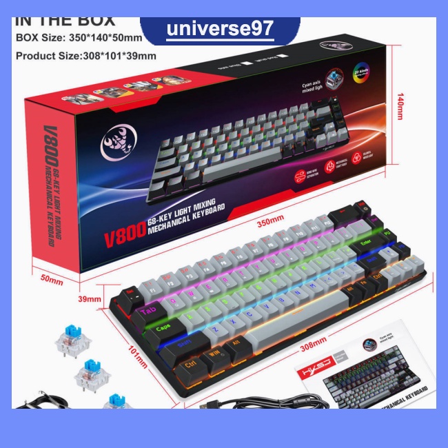 PING V800 Portable Mechanical Gaming Keyboard With LED Blue Backlit ...