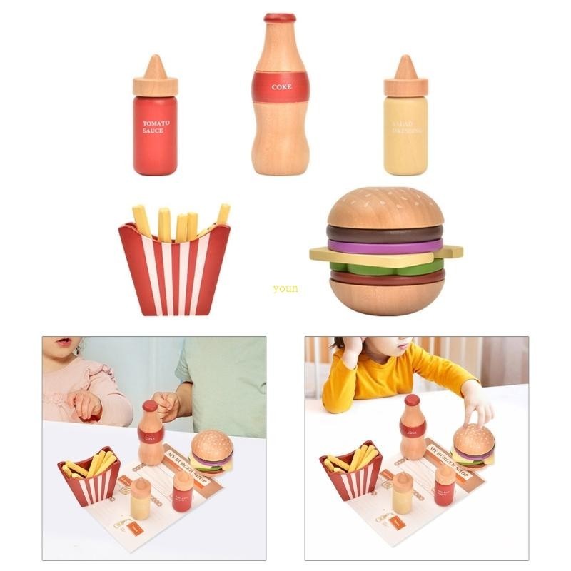 youn Pretend Play Food Matching Toys Simulation Burger Sensory Color ...