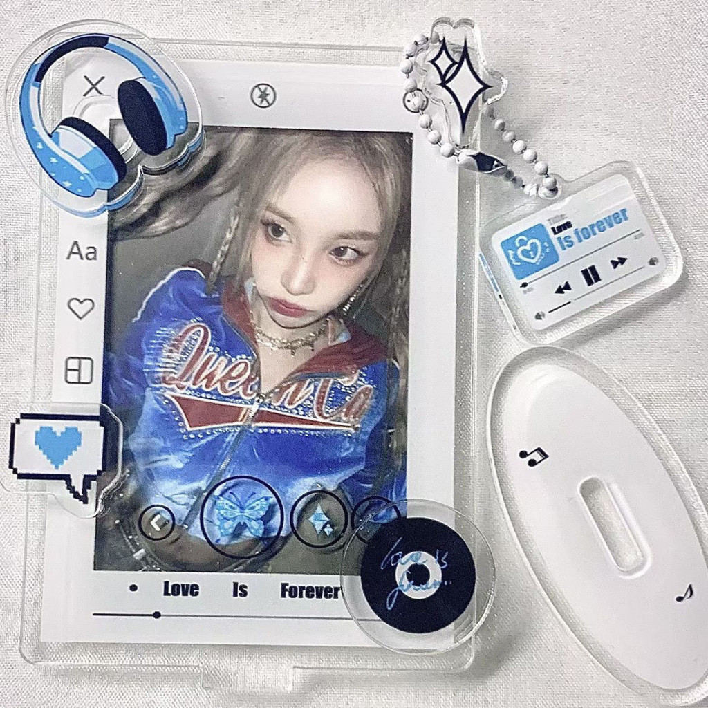 3 Inch Card Holder Acrylic Photo Frame Blue and White Ornament Kpop ...