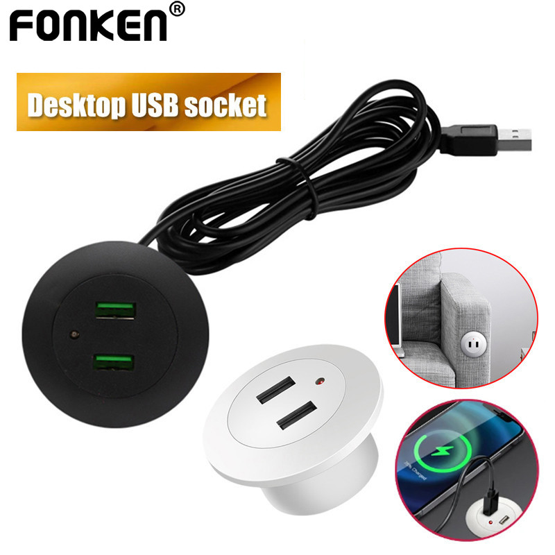 Fonken Embedded Desktop Usb Charger Furniture Sofa Computer Desk Socket Concealed Dual Usb