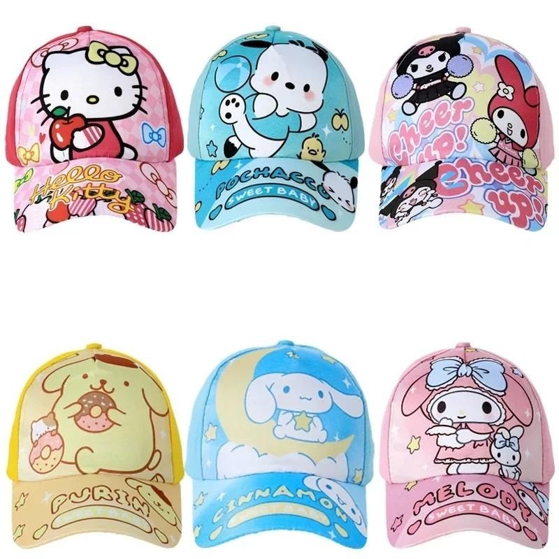 Sanrio Kids Baseball Cap Kuromi Hellokitty Girls Anime Cartoon Printed ...