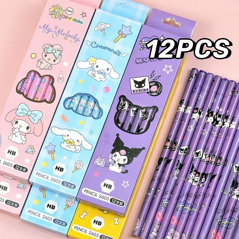 12Pcs Sanrio Pencil Hello Kitty Kuromi My Melody Students Stationery HB ... 12Pcs Sanrio Pencil Hello Kitty Kuromi My Melody Students Stationery HB ...