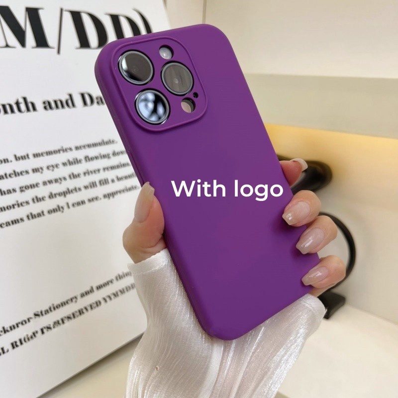 Purple Silicone Cover for iPhone 15 14 Pro Max 13 12 11 Promax Anti ...