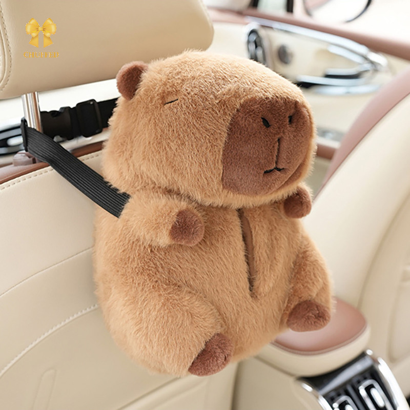 Chuffed Car Tissue Box Plush Zippered Cartoon Cute Capybara Tissue Box ...