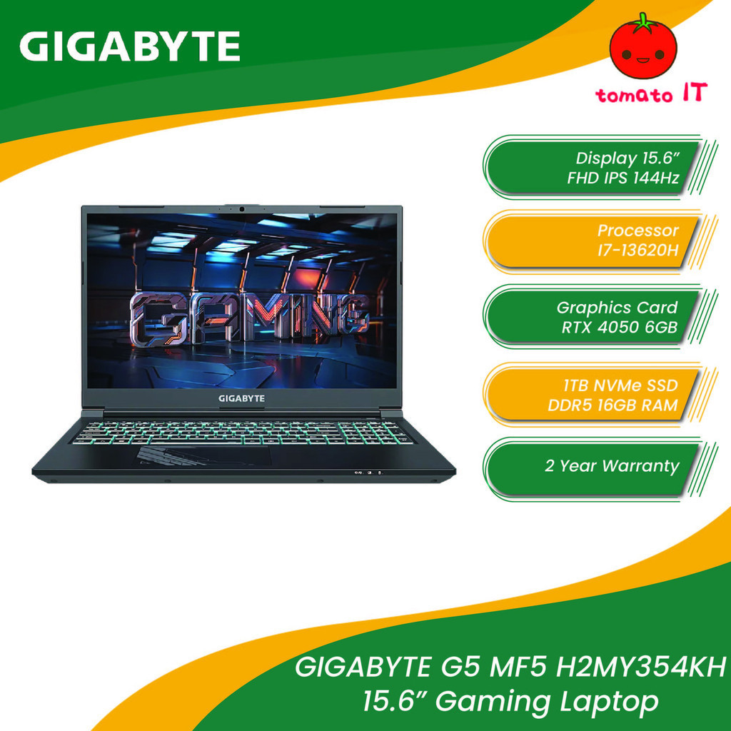 GIGABYTE G5 MF5 H2MY354KH Gaming Laptop (15.6" FHD IPS/144Hz/I7-13620H ...