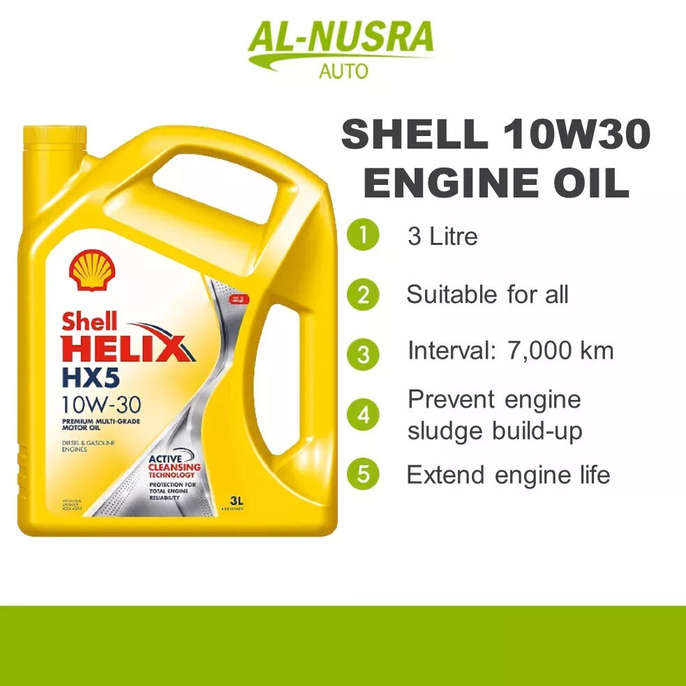SHELL 10W30 ENGINE OIL HELIX HX5 3L MINYAK HITAM SEMI SYNTHETIC 10W-30 ...
