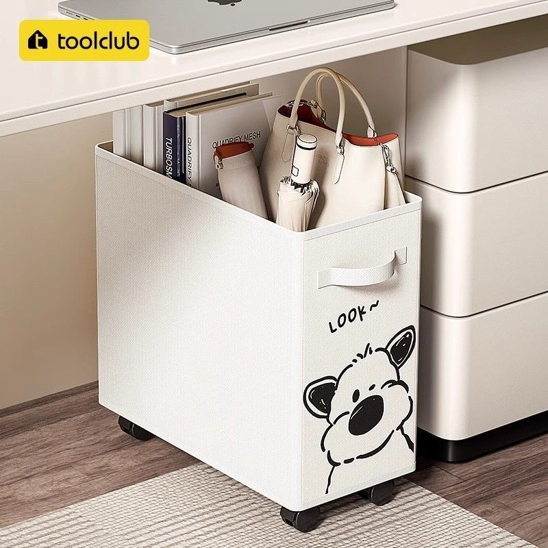 Under Office Desk Shelf Storage Basket Work Position Bag with Wheels ...