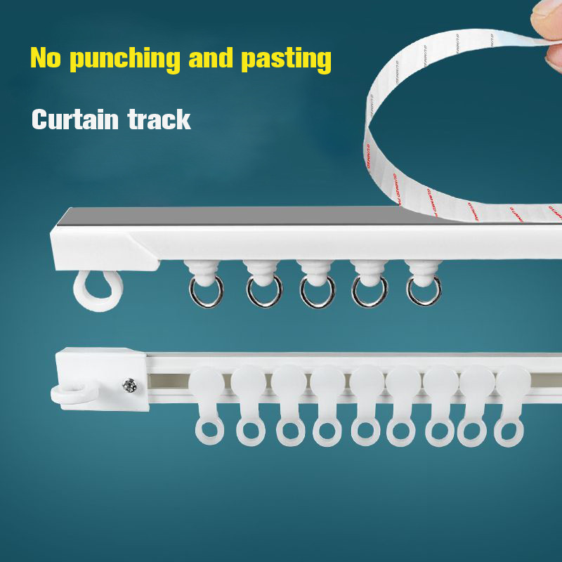 Punch Free Curtain Track Paste Slide Rail Self-Adhesive Side Top ...