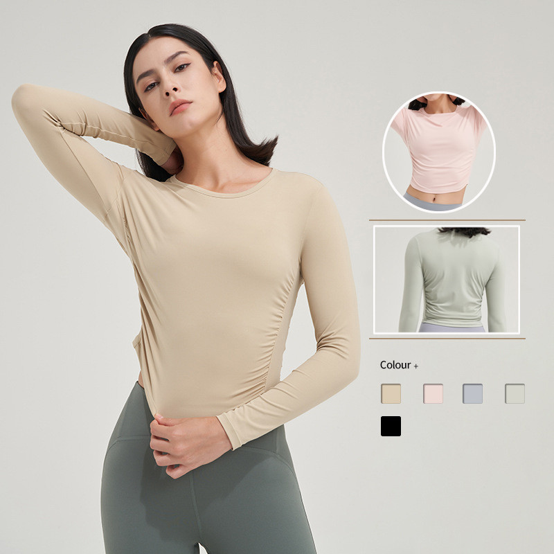 Long Sleeve Sport Top Gym Yoga Shirts Sportswear Tight Elastic ...