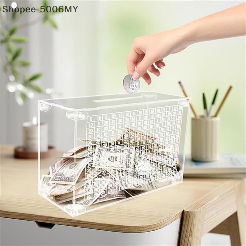[Save money] Transparent Acrylic Money Box With Counter Piggy And ...