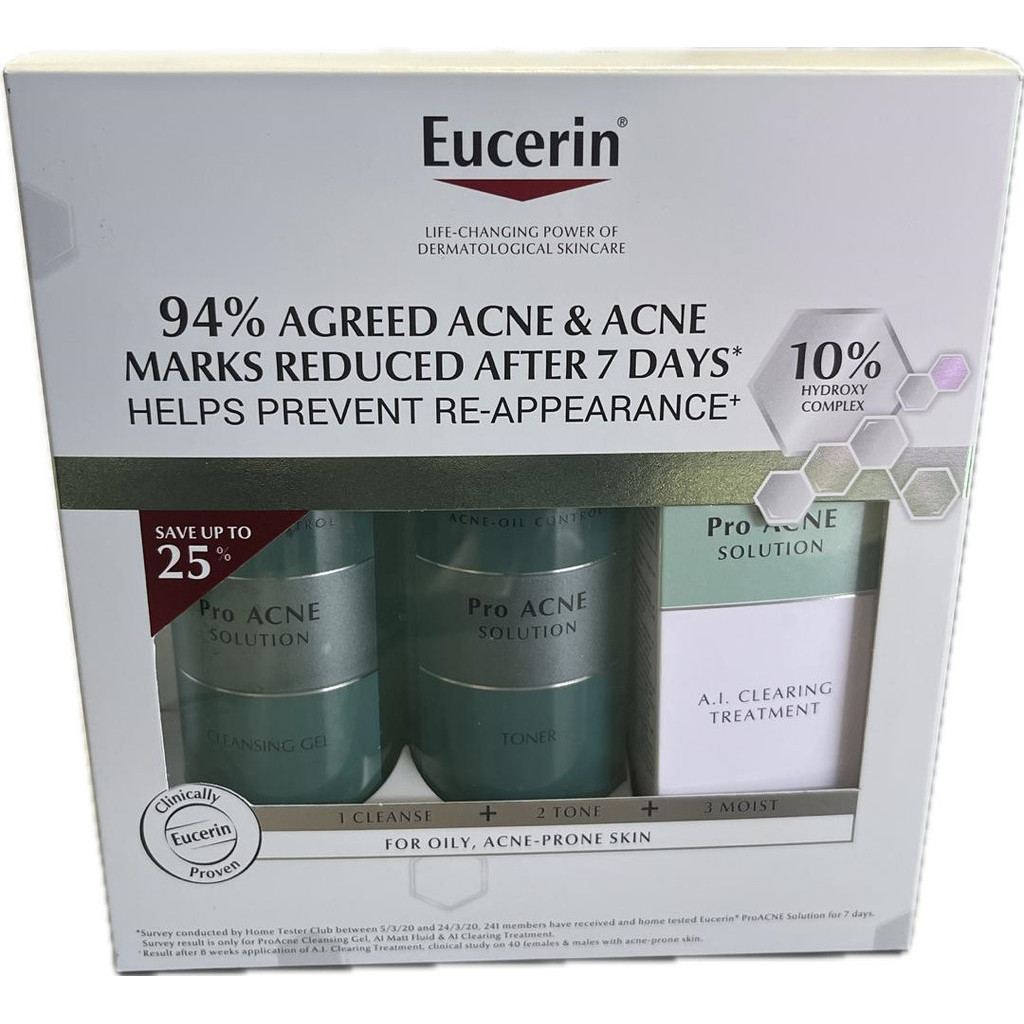 EUCERIN PRO ACNE SOLUTION CLEANSING GEL 200ML+PRO ACNE SOLUTION TONER ...