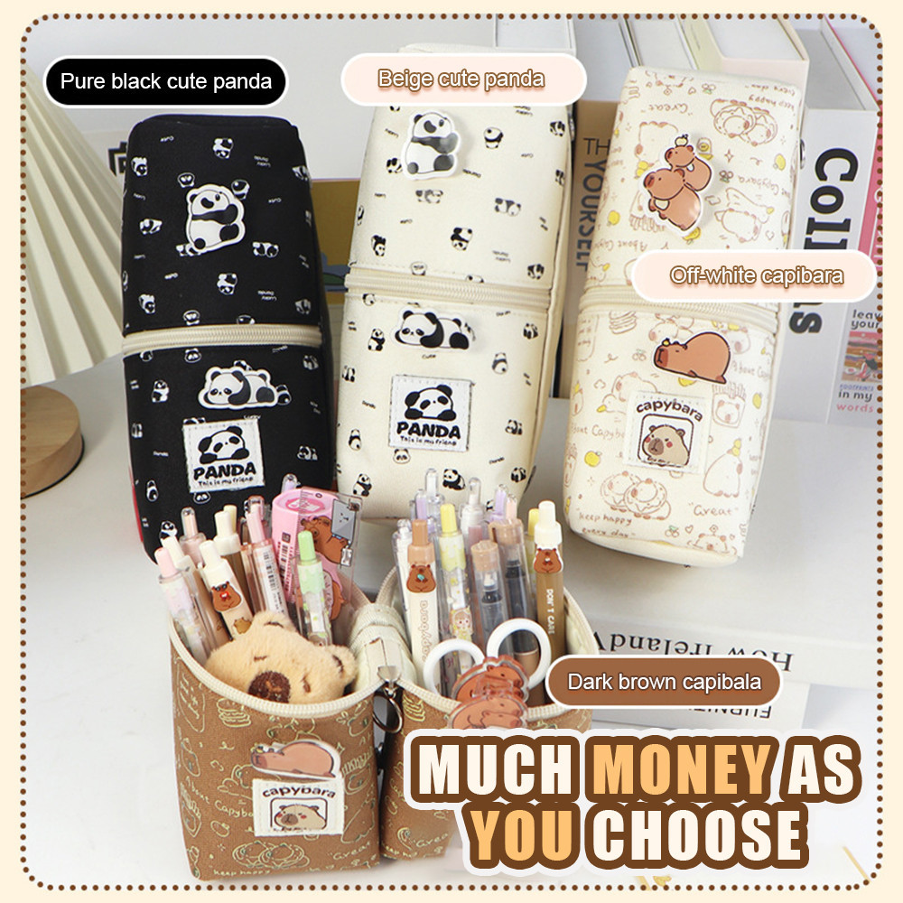 Split Zip Pen holder Kawaii Stand Up Pencil Case Cute Aesthetic Pencil ...