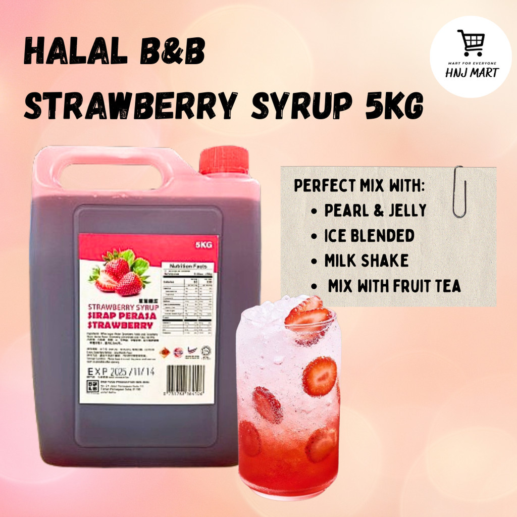 HALAL B&B STRAWBERRY SYRUP 5KG Strawberry Syrup Strawberry flavour ...