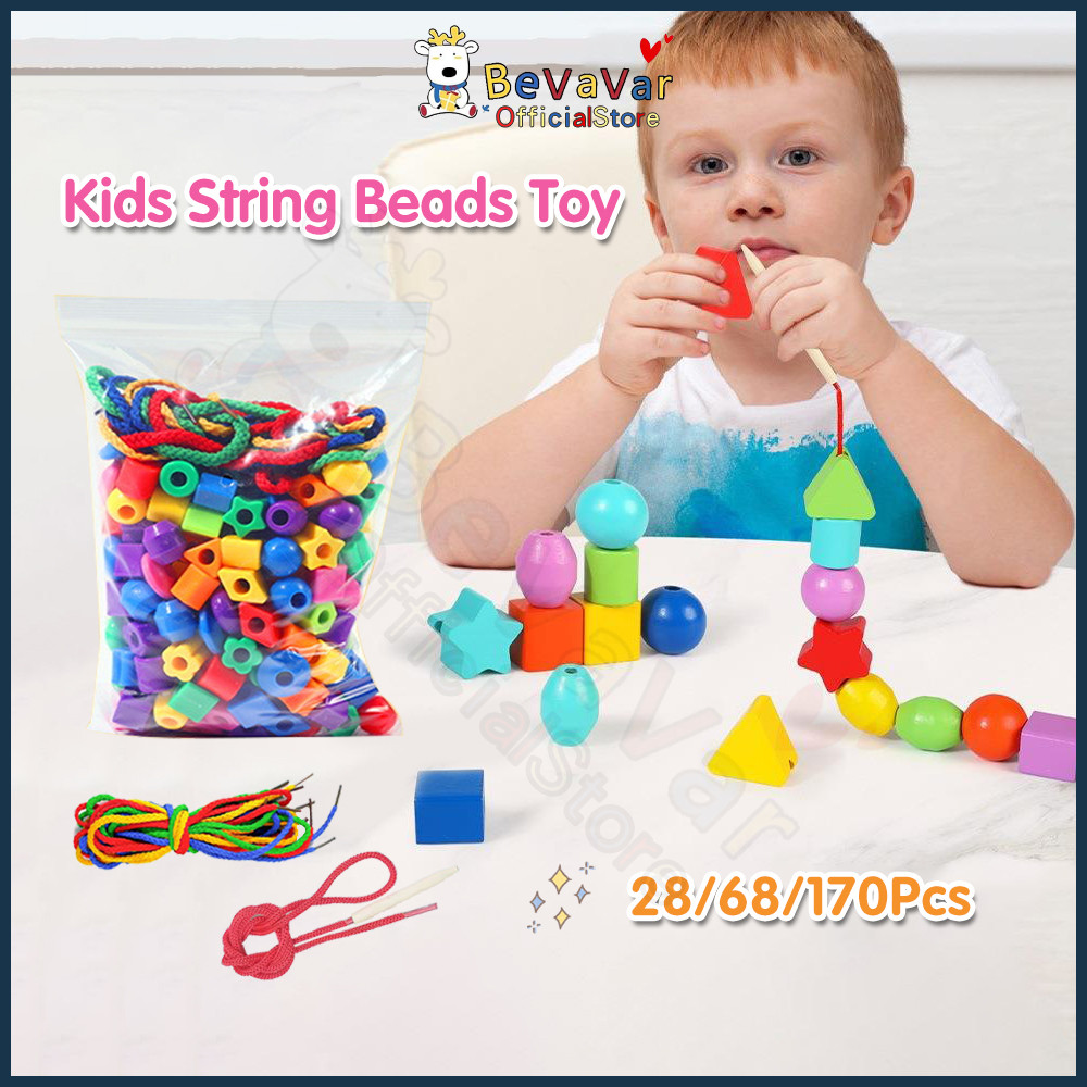 BEVAVAR 28/68/170Pcs Kids String Beads Toy Rope Threading Toys Fine ...