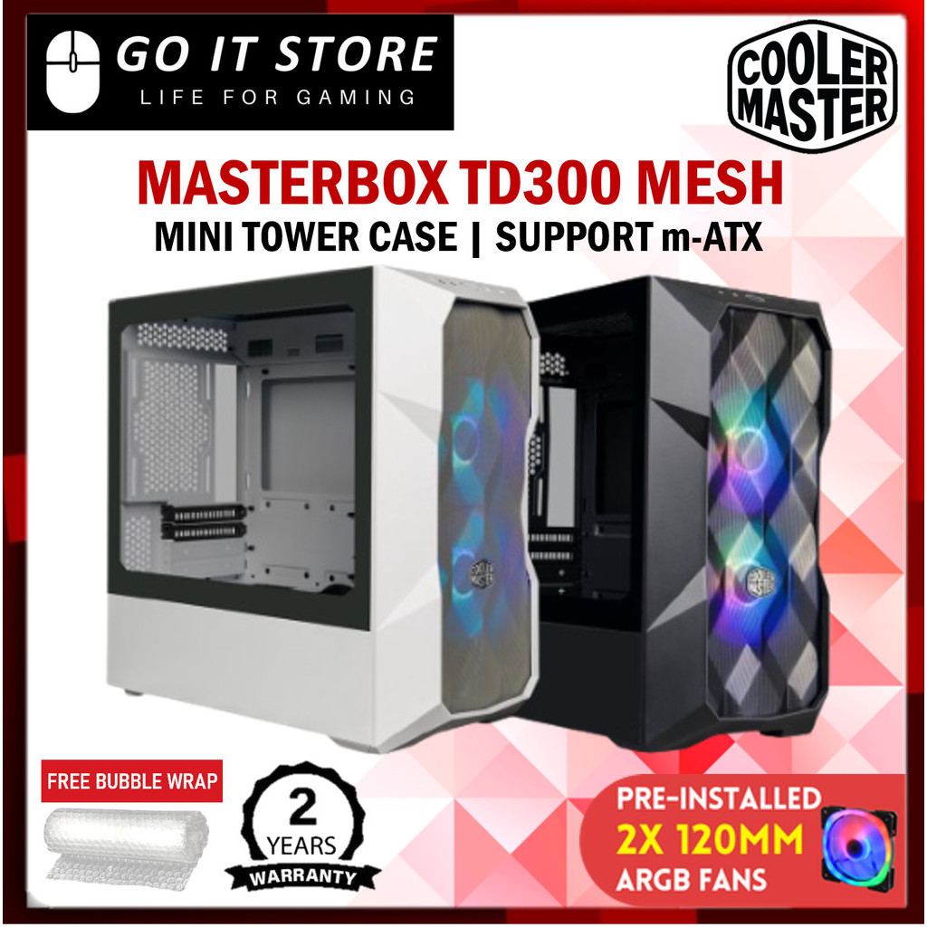 Cooler Master MasterBox TD300 Mesh ARGB Micro ATX Case (Black / White ...