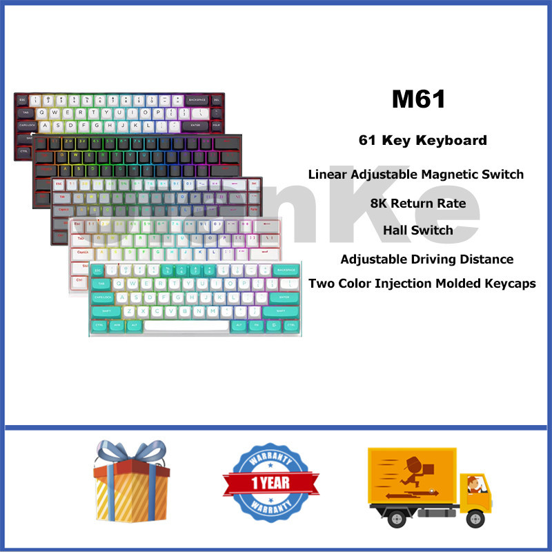 Redragon M61 Wired Keyboard Linear Adjustable Magnetic Switch RGB 61 ...