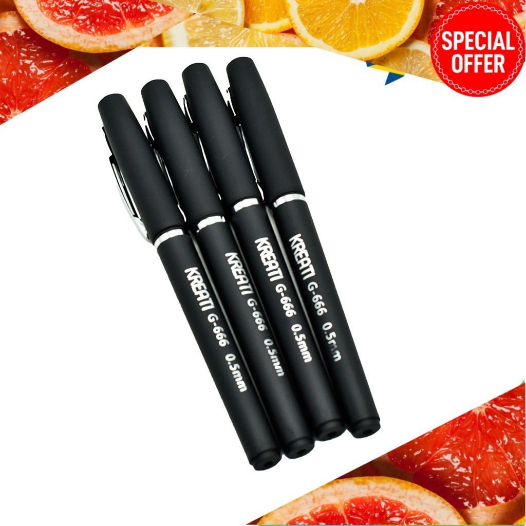 (4pcs) Pen Hitam 0.5mm, Pen Hitam Gel 0.5mm, Black Gel Pen 0.5mm ...