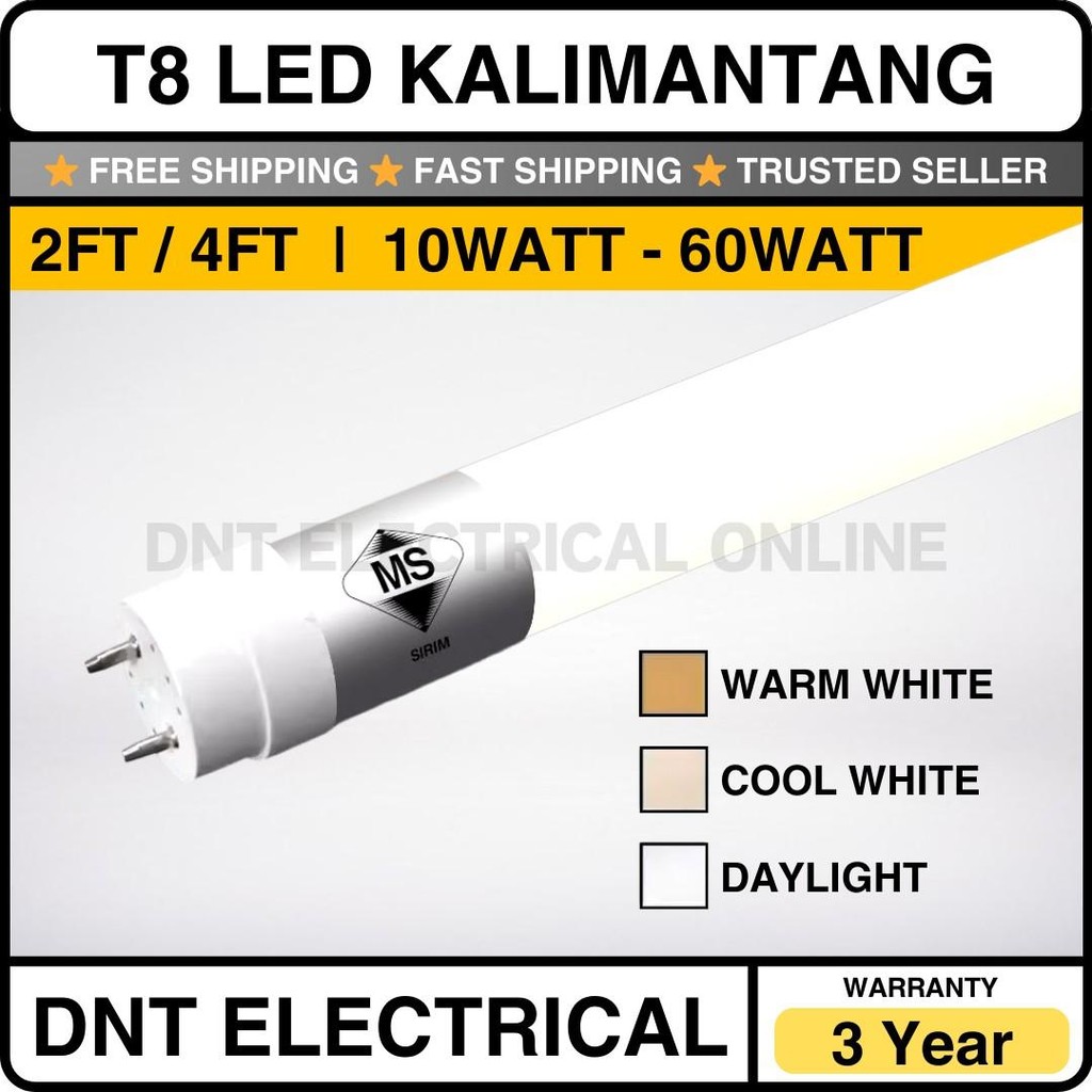 LED T8 Lampu Kalimantang 2FT 4FT Ceiling Wall Lights Casing Light Tube Home Lighting Panjang ...
