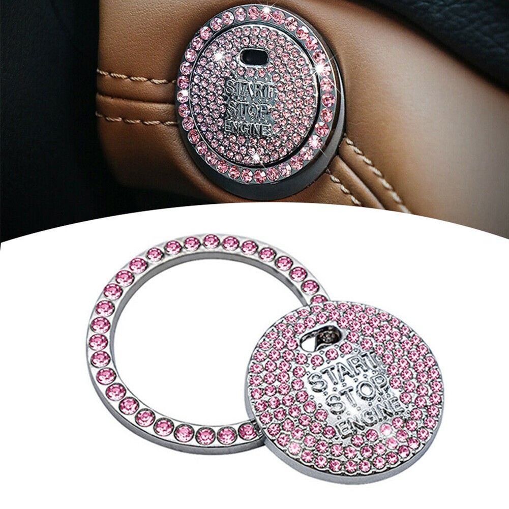 (BABYCITY-MY) Bling Pink Diamond Car Engine Ignition Start Button Decor ...